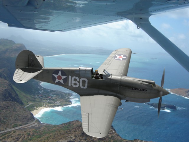 P-40B from 47th Pursuit Squadron USAAC over Oahu island, Hawaii 1941 ...